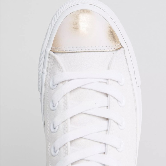 Shoes | Converse Chuck Taylor Sneakers In White With Metallic Toe Cap ...